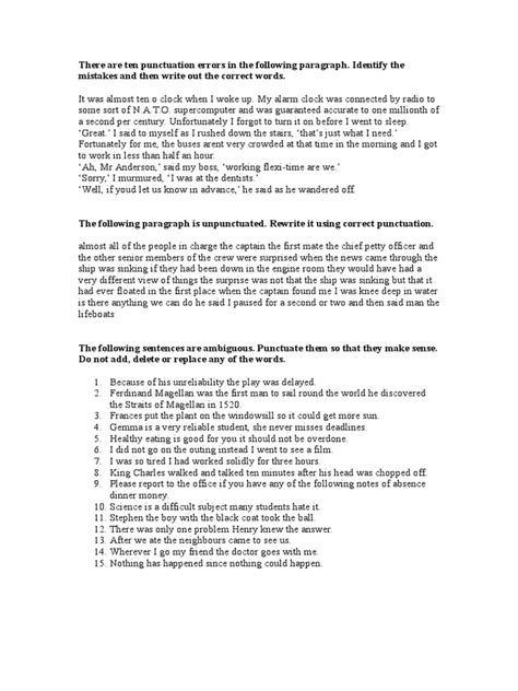 Punctuation Errors In Paragraph Pdf Nature