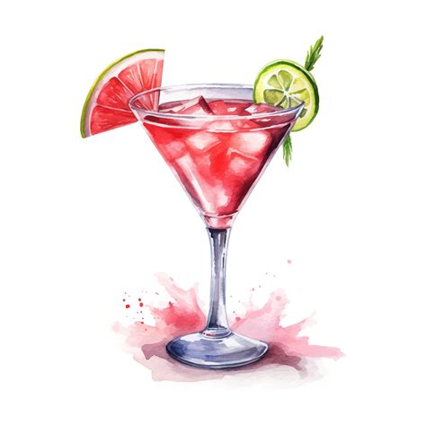 Kosmopolitische Cocktail Aquarell Handgezeichnete Illustration Drink