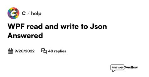 Wpf Read And Write To Json Answered C