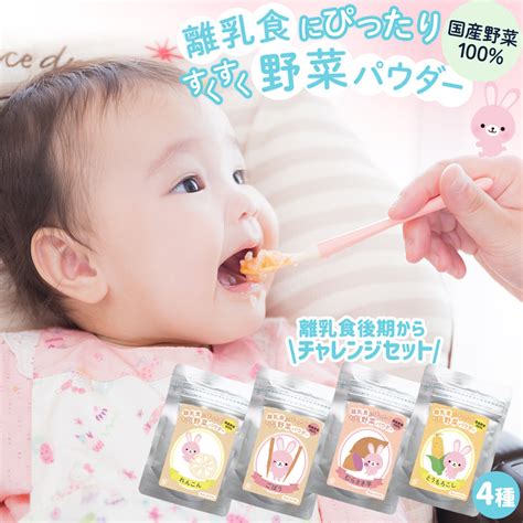 楽天市場離乳食 野菜パウダー 選べる4種 ベビーフード 赤ちゃん 離乳食 初期 中期 後期 モグモグ期 粉末 野菜 国産100 加熱不要 時短 国産野菜 果物 無着色 アレルゲン