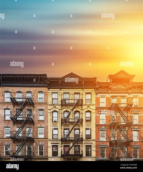 Old Brick Apartment Buildings In The East Village Neighborhood Of New