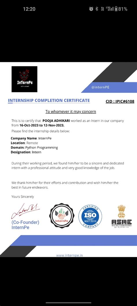 Pooja Adhikari On Linkedin Internpe Pythonprogramming