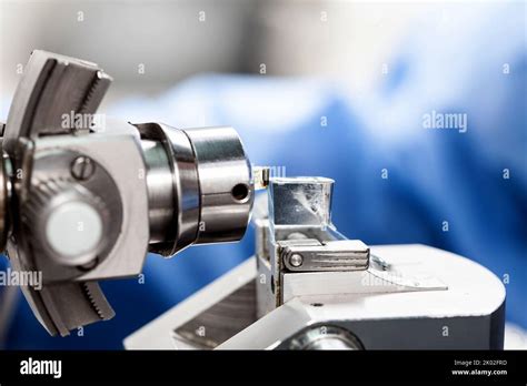 Closeup Of An Epoxy Embedded Tissue Placed On The Ultramicrotome To Make Sections For The