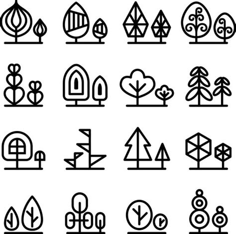 Tree Logo Minimal Vector Images Over