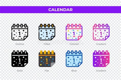 Calendar Icons In Different Style Calendar Icons Set Holiday Symbol