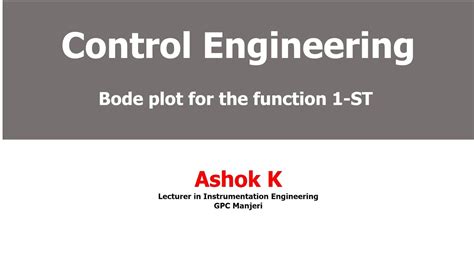 Bode Plot For The Function 1 St Youtube