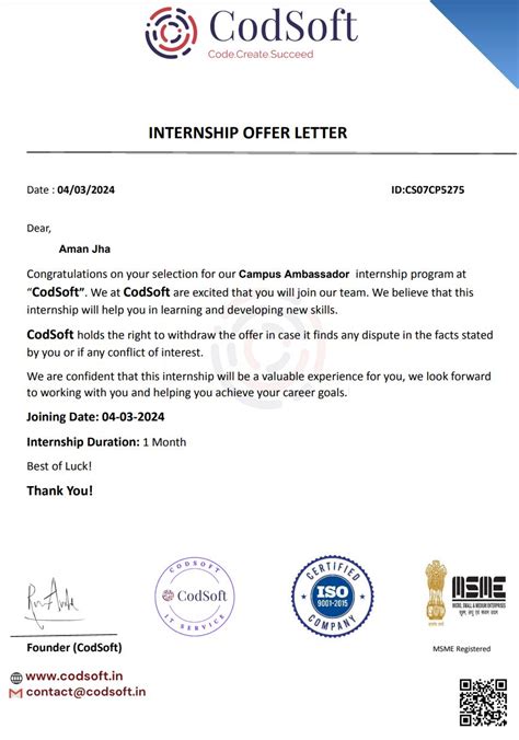 Aman Jha On Linkedin Codsoft Campusambassador Internship