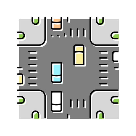 Crossroad Urban Color Icon Vector Illustration 19591779 Vector Art At