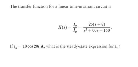 solved the transfer function for a linear time invariant