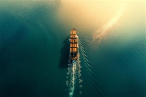 Container Ship At Full Capacity Approaching International Port For