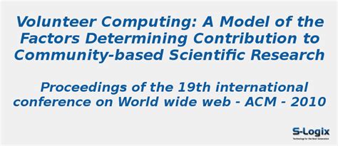 Volunteer Computing A Model Of The Factors S Logix