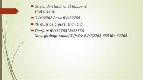 Calculating Garbage Value In Case Of Overflow Ppt