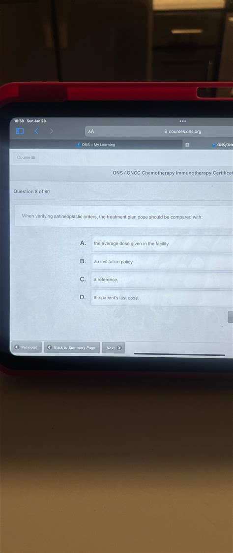 Solved Course -=ONS / ﻿ONCC Chemotherapy Immunotherapy | Chegg.com