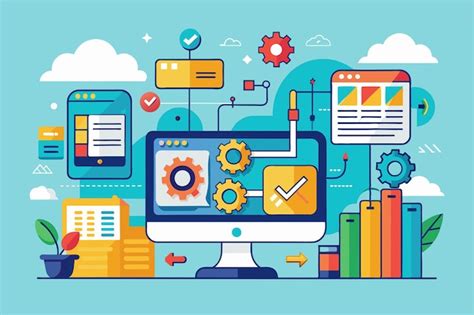 Digital Tools And Gears Represent Efficient Workflows In A Bright