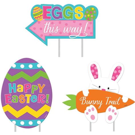 Amscan Easter Sidewalk Signs 3 Pack 199978 The Home Depot