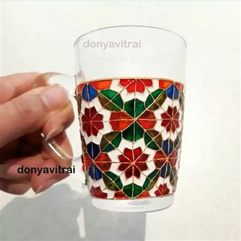 خرید و قیمت لیوان نقش برجسته سنتی شیشه ای ویترای طرح سنتی هدیه خاص