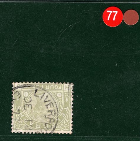 Gb Qv Telegraph Stamp Sgt5wi 4d Sage Green Wmk Inverted Very Rare