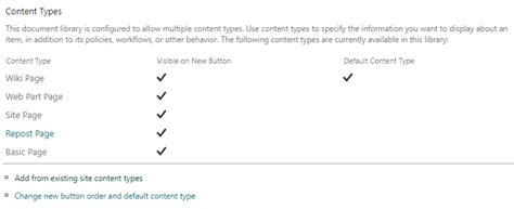 sharepoint online how to use a custom content type in page site