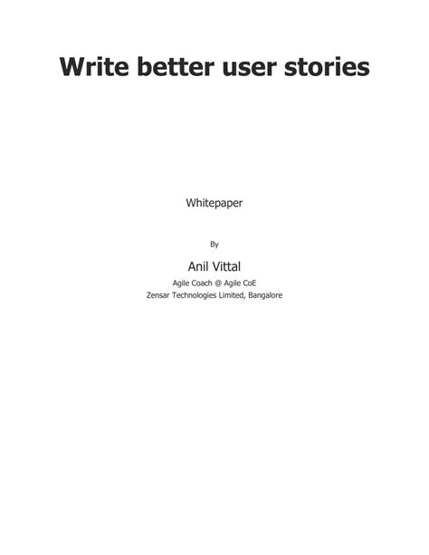 Pdf Write Better User Stories