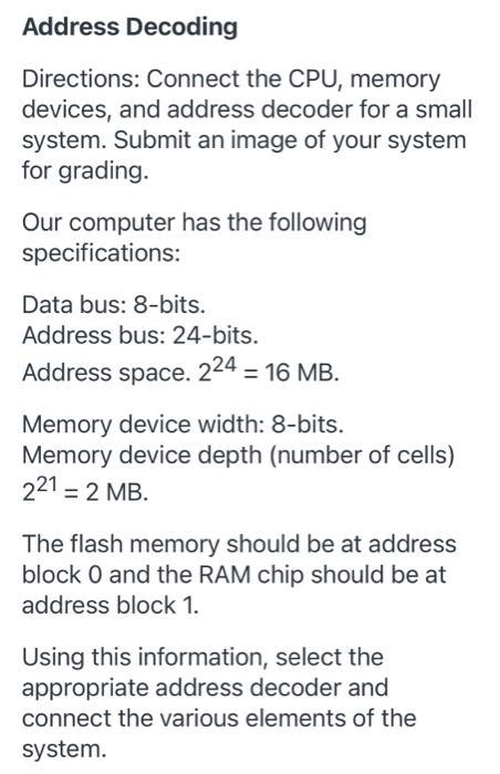 Address Decoding Directions Connect The Cpu Memory