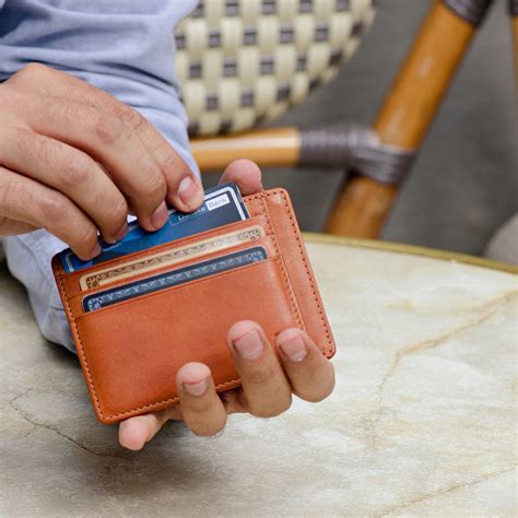 Minimalist Rfid Protection Wallet Vegetable Tanned Caramel