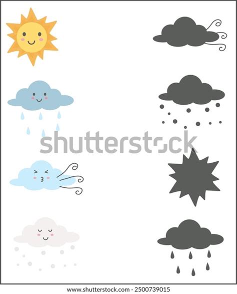 Matching Shadow Worksheet Kindergarten Find Correct Stock Vector Royalty Free 2500739015