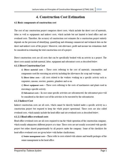 Nstruction Cost Estimate Download Free Pdf Cost Taxes