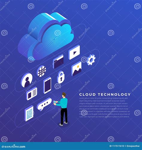 Flat Design Concept Cloud Computing Technology Users Network Con Stock
