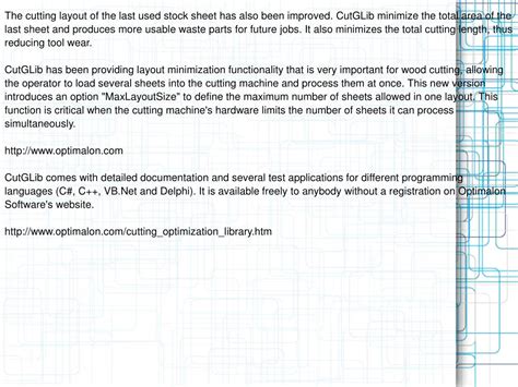 Ppt Cutting Optimization Software Cutglib Introduced New Options