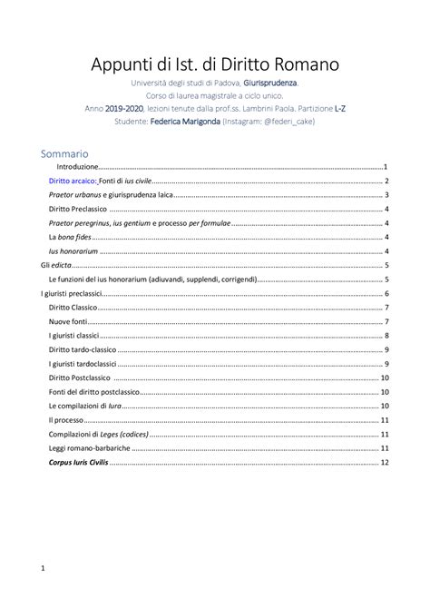 Appunti Di Istituzioni Di Diritto Romano Fonti E Diritto Docsity