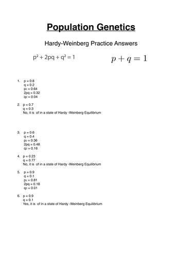 Hardy Weinberg Practice Questions For Gce Population Genetics