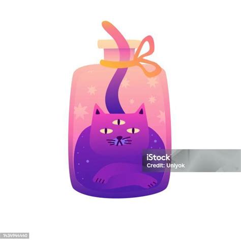 신비로운 반짝이는 고양이와 귀여운 일러스트레이션 별과 날개를 가진 고양이의 마법 캐릭터 난해한 만화 네온 스타일 직물에 인쇄를위한 귀여운 고양이 벡터 가공의 인물에 대한