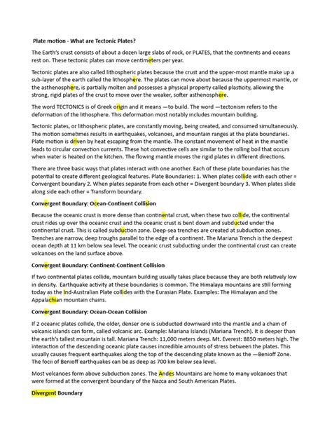 Clil Lesson 1 Reading Skills Pdf Plate Tectonics Tectonics