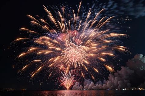 Premium AI Image Powerful Fireworks Explosion In Night