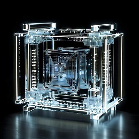 Premium Photo Quantum Computing Gate With Qubit Processing And Silver Quan Glowing Object Y2k