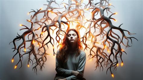 Premium Vector A Woman Is Sitting In Front Of A Tree With Lights On It