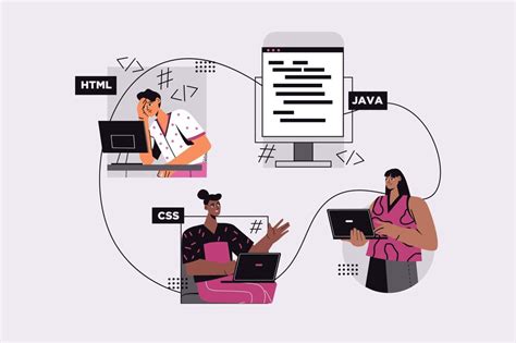 Premium Vector Programming Concept With People Scene In The Cartoon Style Programmers Work On