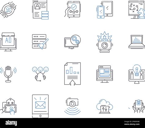 Information Technology Outline Icons Collection IT Computing