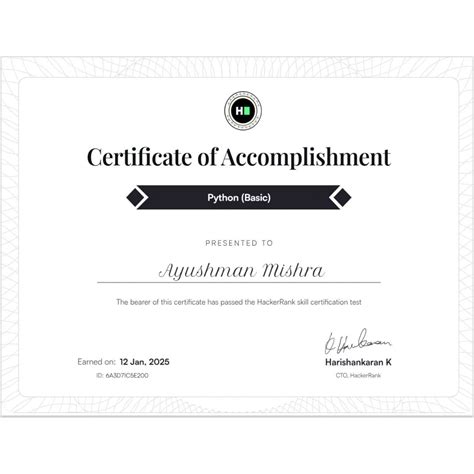 Python Programming Learningjourney Achievement Hackerrank