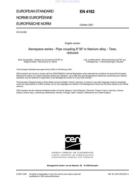 EN 4182:2001 - Aerospace series - Pipe coupling 8°30' in titanium alloy ...