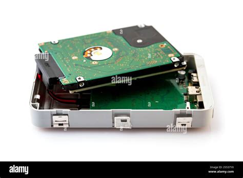 Opened Hard Disk Drive Isolated On White Background Hard Disk Drive Isolated On White Stock