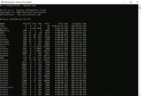list windows processes with pslist 4sysops