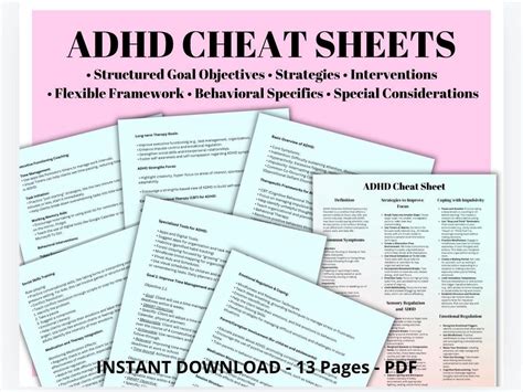 Adhd Cheat Sheets Attention Deficit Hyperactivity Disorder Resources
