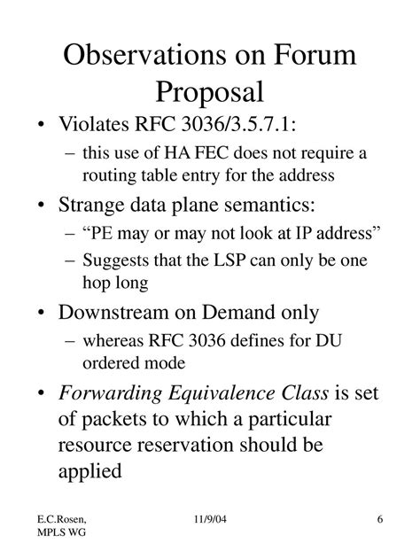 Rfc 3036 Fecs Rfc 3036 Defines Fecs Used To Bind Labels To Address Prefixes In Routing Table Two