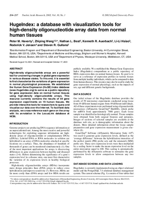 Pdf Hugeindex A Database With Visualization Tools For High Density