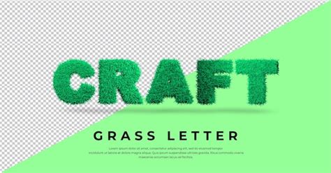 Premium Psd Craft Grass Letter Effect Template