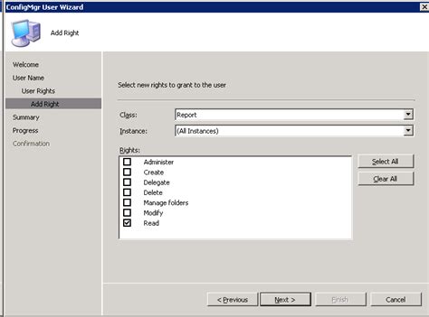 how to assign basic reporting permissions in configuration manager r2
