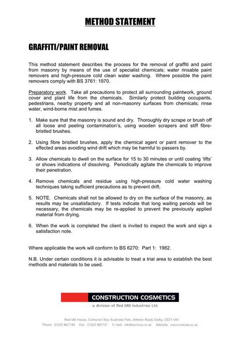 PDF METHOD STATEMENT Construction Cosmetics This Method Statement Describes The Process