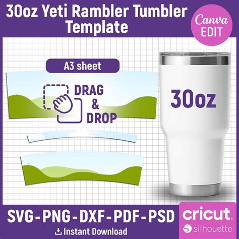 30oz Yeti Tumbler Template Yeti Tumbler Sublimation Template Yeti