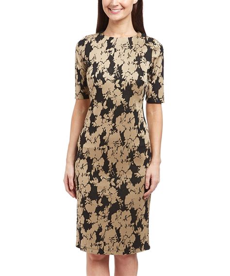 Shelby And Palmer Champagne And Black Floral Sheath Dress Floral Sheath